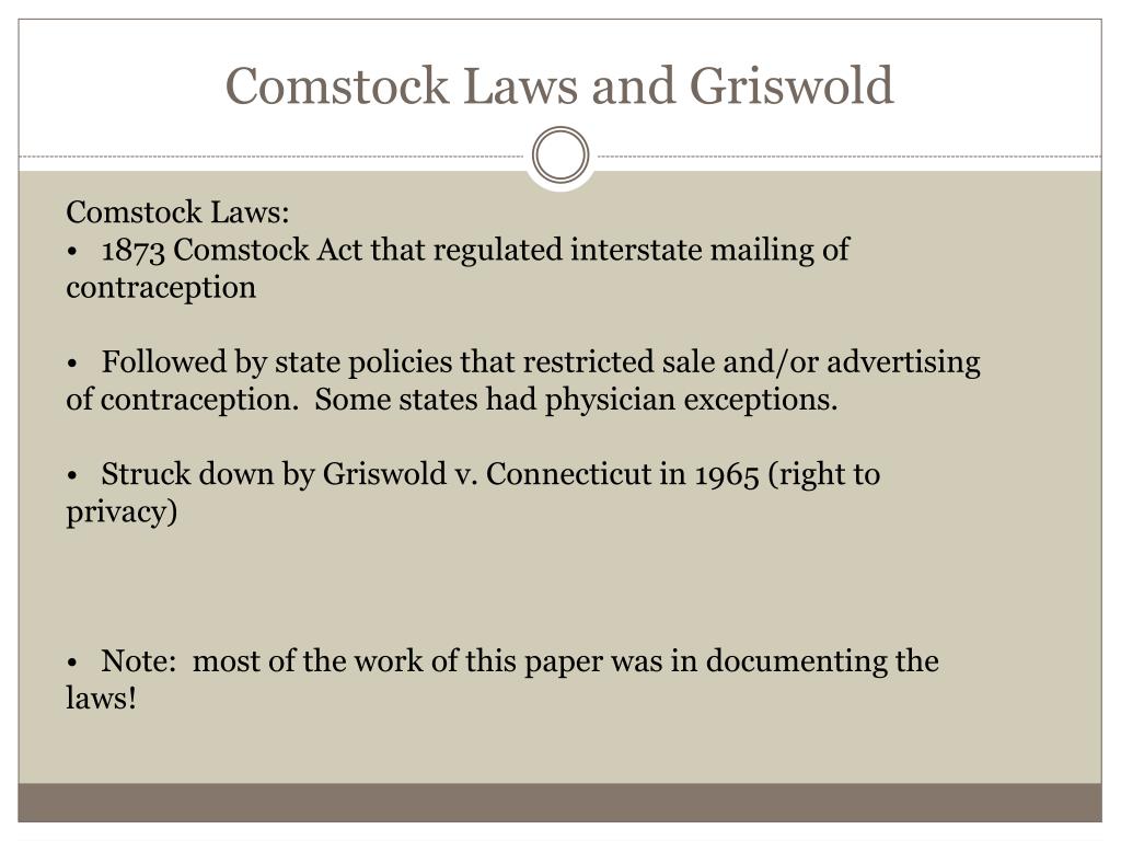 PPT - “Momma’s Got the Pill”: How Anthony Comstock and Griswold v ...