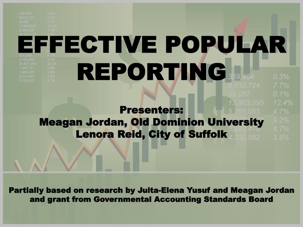 PPT - EFFECTIVE POPULAR REPORTING Presenters: Meagan Jordan, Old ...