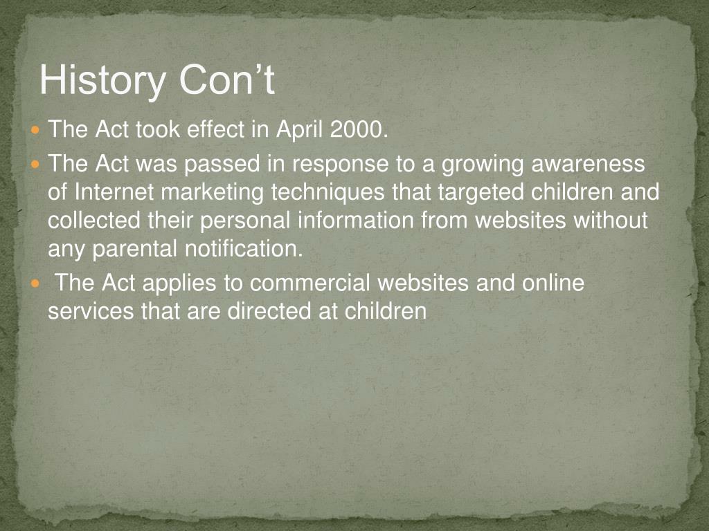 PPT - For Children’s Online Privacy Protection Act (COPPA) PowerPoint ...