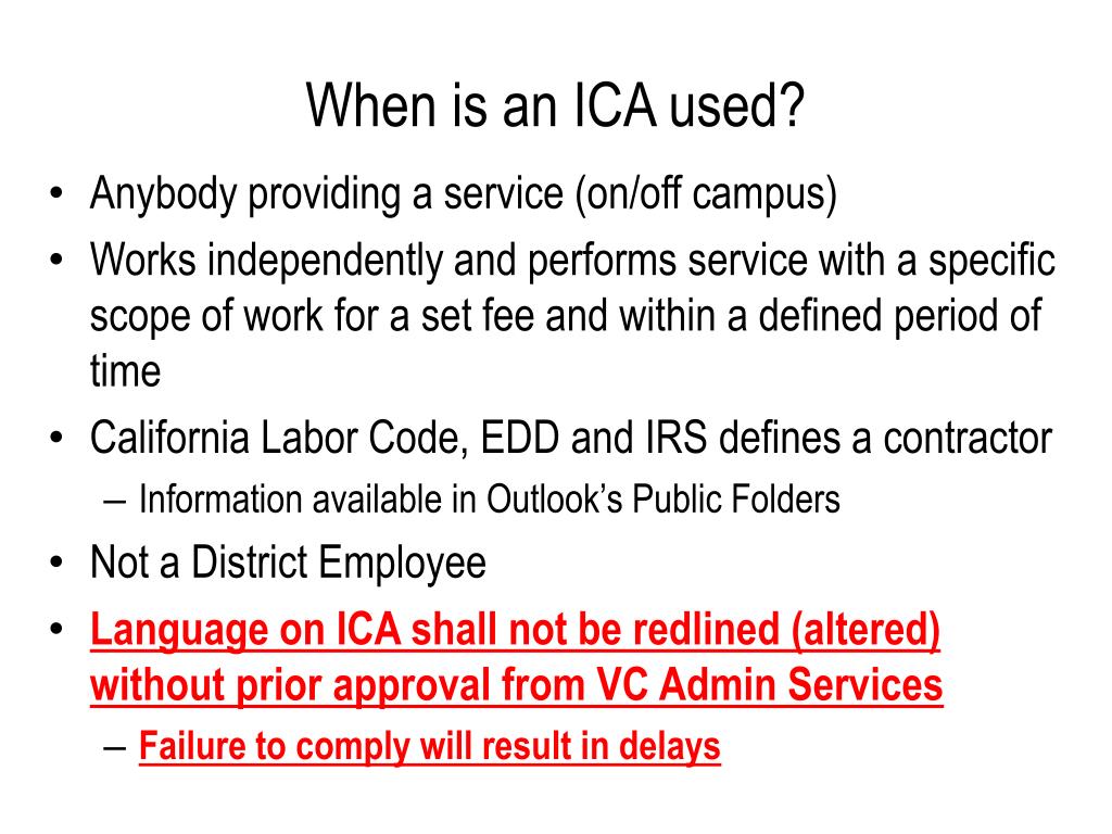 PPT - Independent Contractor Agreement (ICA) End User Training ...
