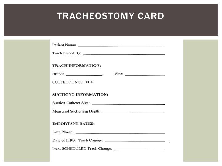 PPT - Tracheostomy Teaching Guidelines for Patients/Families PowerPoint ...