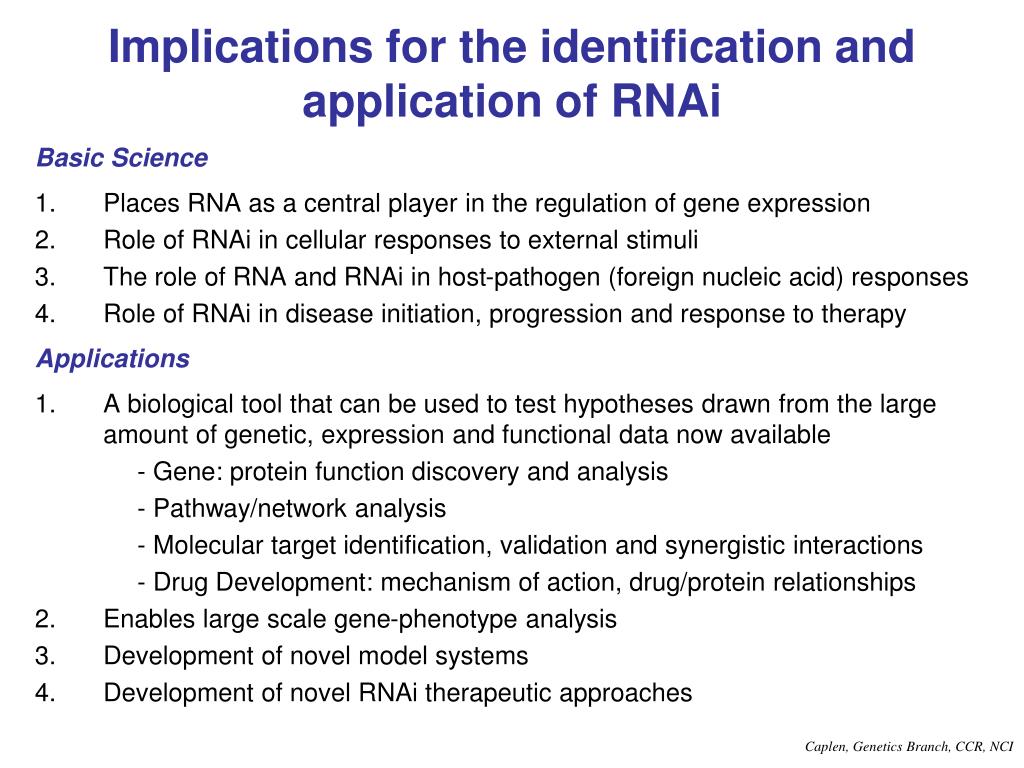PPT - RNA interference (RNAi) Natasha Caplen Gene Silencing Section ...