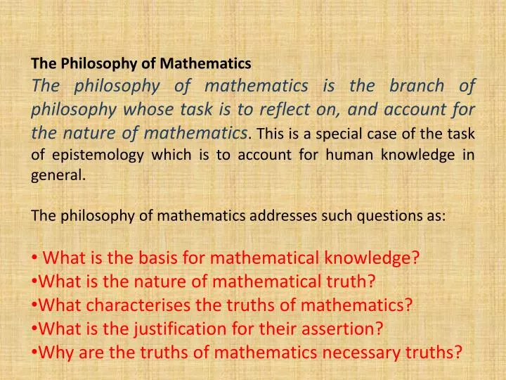 PPT - The Philosophy of Mathematics PowerPoint Presentation, free ...