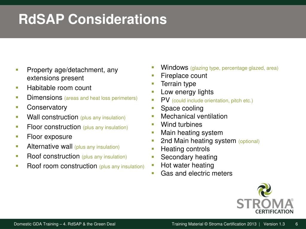 PPT - ABBE Level 3 Diploma in Domestic Green Deal Advice 4. RdSAP & the ...