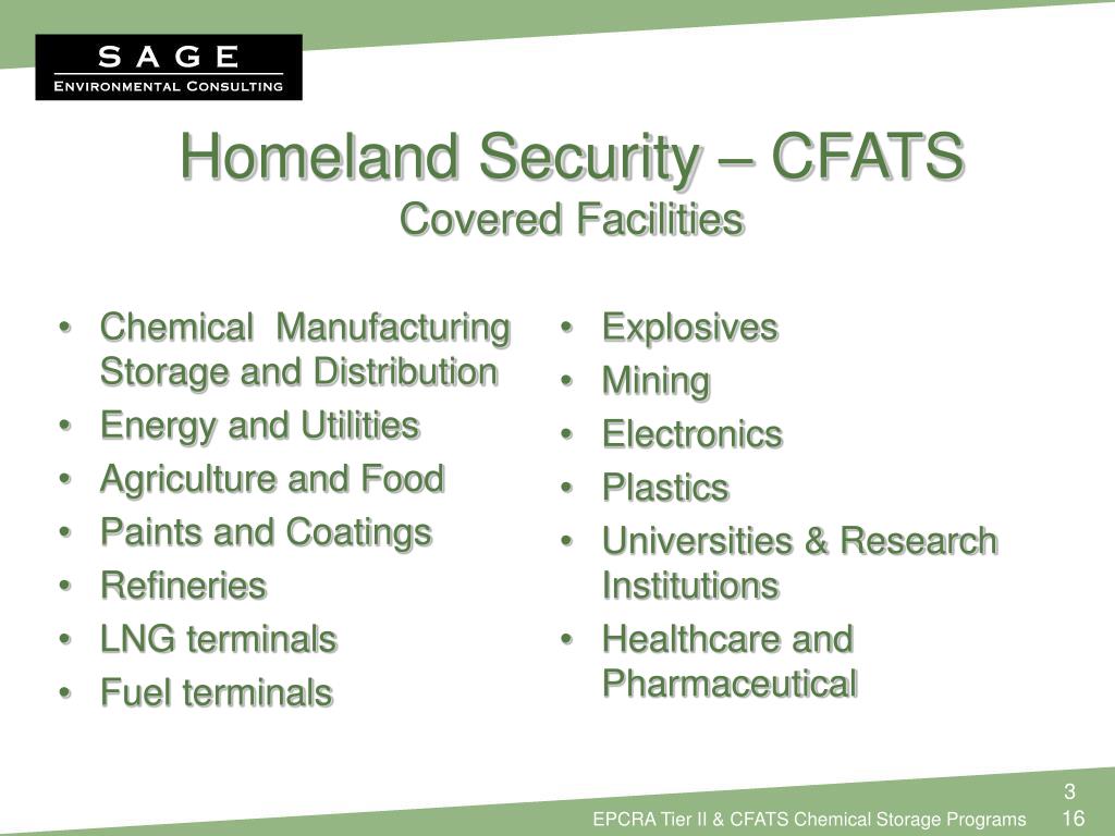 PPT - EPCRA Tier II & CFATS Chemical Storage Programs - How this could ...