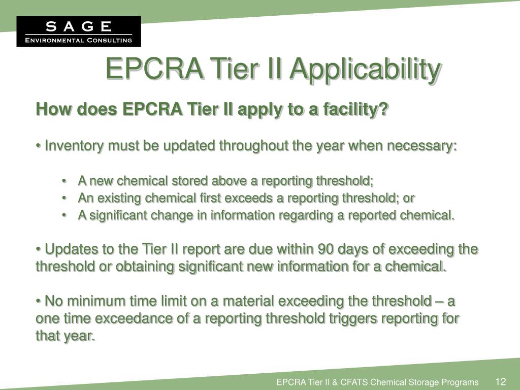 PPT - EPCRA Tier II & CFATS Chemical Storage Programs - How this could ...
