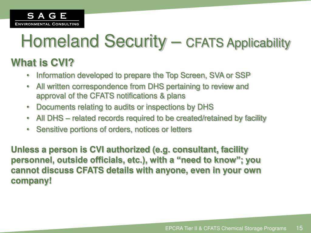 PPT - EPCRA Tier II & CFATS Chemical Storage Programs - How this could ...