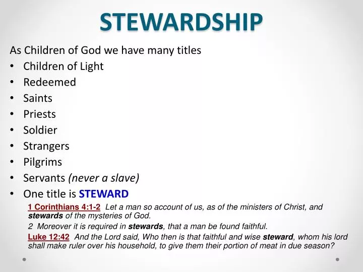 PPT - STEWARDSHIP PowerPoint Presentation, free download - ID:1619073