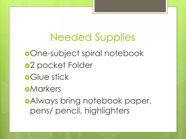 PPT - Needed Supplies PowerPoint Presentation, free download - ID:1619348