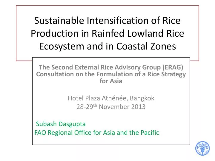 PPT - Sustainable Intensification of Rice Production in Rainfed Lowland ...