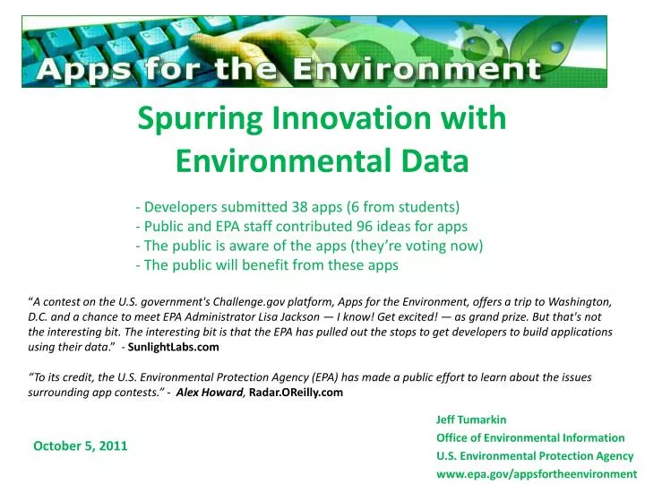 PPT - Spurring Innovation with Environmental Data PowerPoint ... PPT - Spurring Innovation with Environmental Data PowerPoint ...