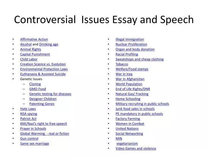 PPT Controversial Issues Essay And Speech PowerPoint Presentation PPT Controversial Issues Essay And Speech PowerPoint Presentation