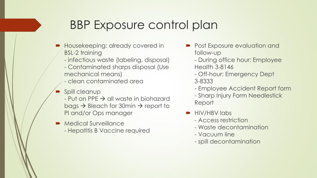PPT - Chemical Hygiene Plan BSL-2 Laboratory Safety Exposure control ...