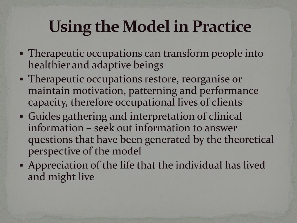 PPT - The Model of Human Occupation Kielhofner , 2008 Forsyth ...
