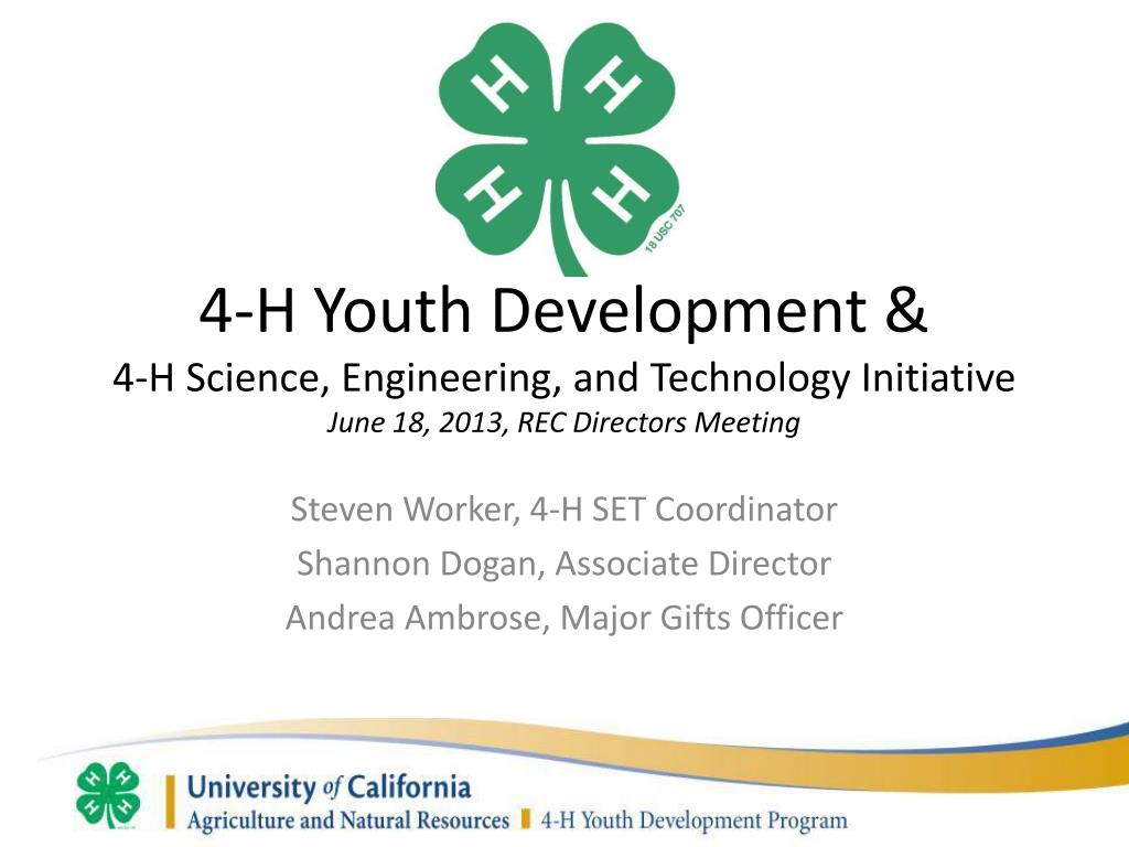 PPT - 4-H Youth Development & 4-H Science, Engineering, and Technology ...