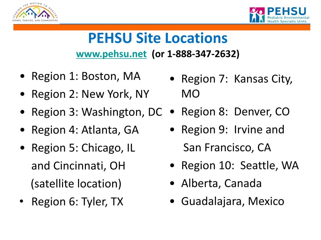 PPT - The role of Pediatric Environmental Health Specialty Units (PEHSU ...