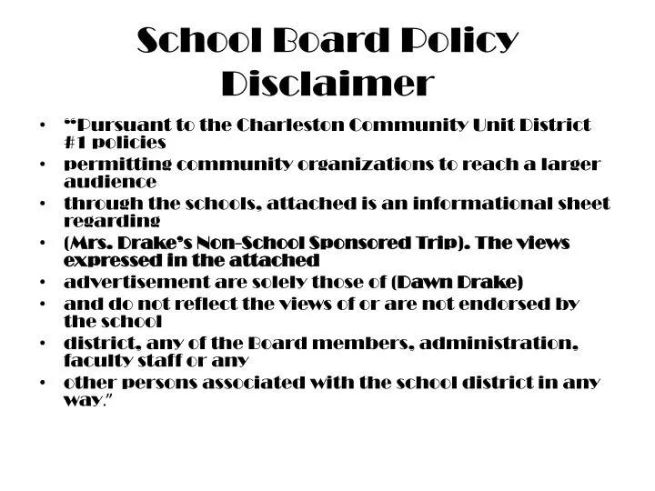 PPT - School Board Policy Disclaimer PowerPoint Presentation, free ...