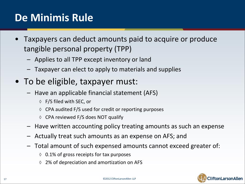PPT - Construction Tax Update: Breaking down the Repair Regulations and ...