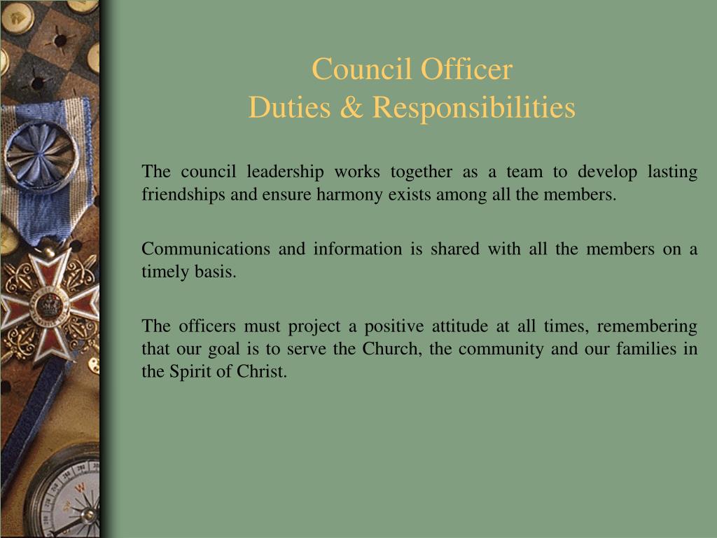 PPT - Council Officer Duties and Responsibilities PowerPoint ...