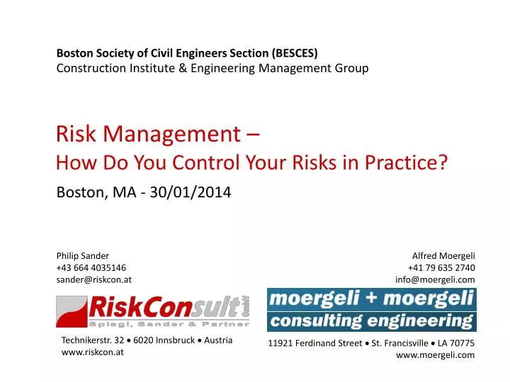 PPT - Risk Management – How Do You Control Your Risks in Practice ...