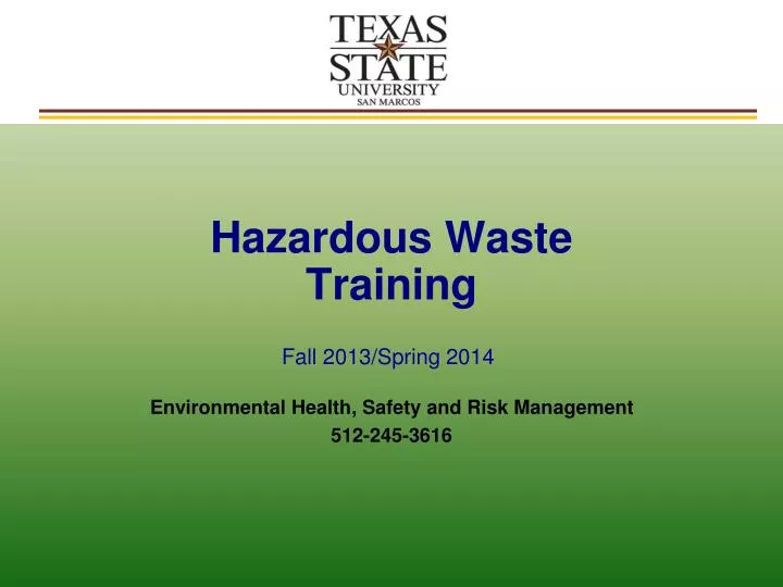PPT - Hazardous Waste Training PowerPoint Presentation, free download ...