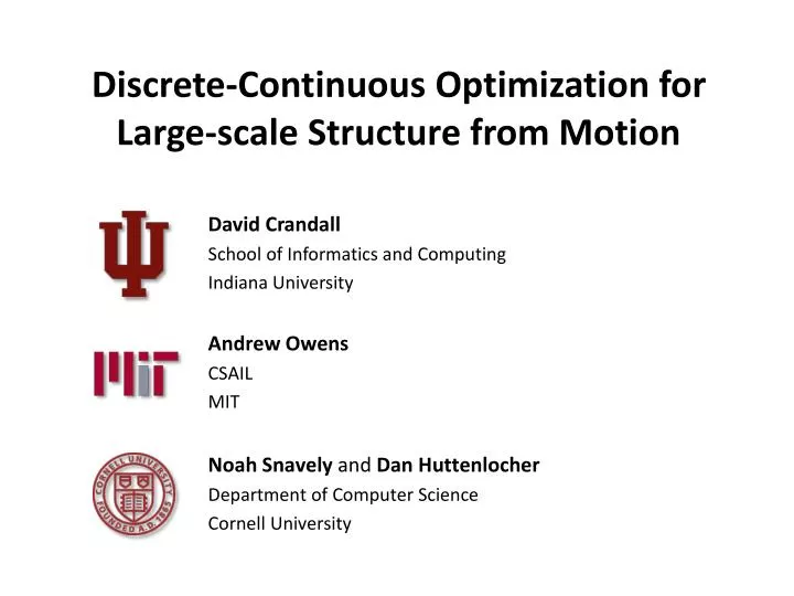 PPT - Discrete-Continuous Optimization for Large-scale Structure from ...