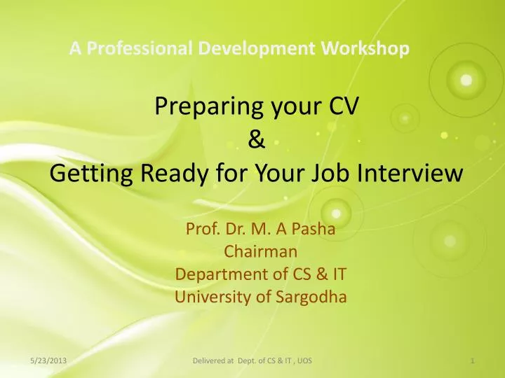 PPT - Preparing your CV & Getting Ready for Your Job Interview ...