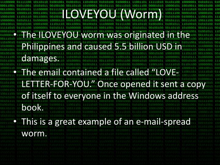 PPT - HISTORY OF CYBERNETIC WARFARE: Viruses and Worms PowerPoint ...
