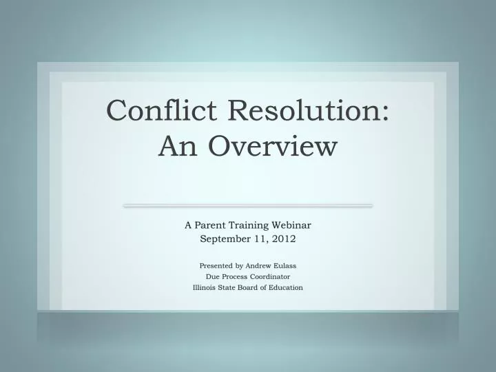 PPT - Conflict Resolution: An Overview PowerPoint Presentation, free ...