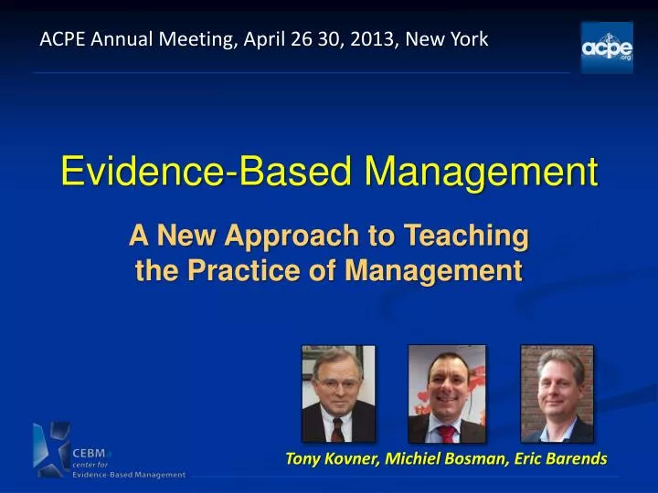 PPT - Evidence-Based Management PowerPoint Presentation, free download ...