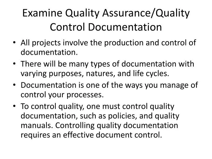 PPT - Examine Quality Assurance/Quality Control Documentation ...