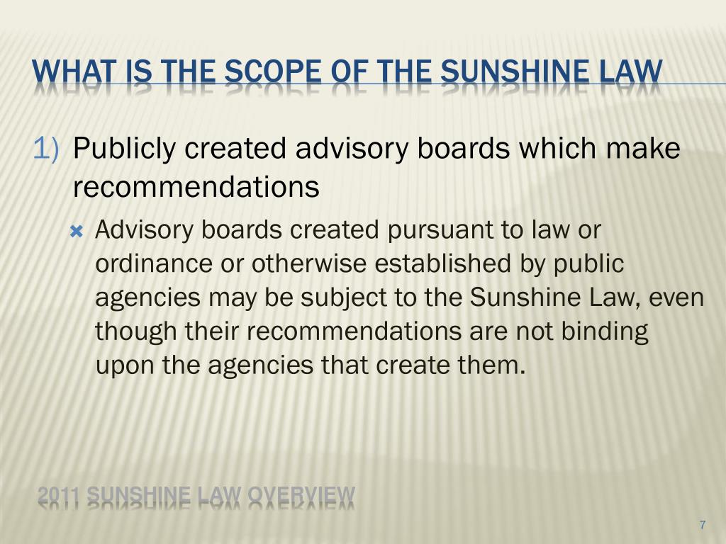 PPT - The Sunshine law and open government resources for Florida's city ...