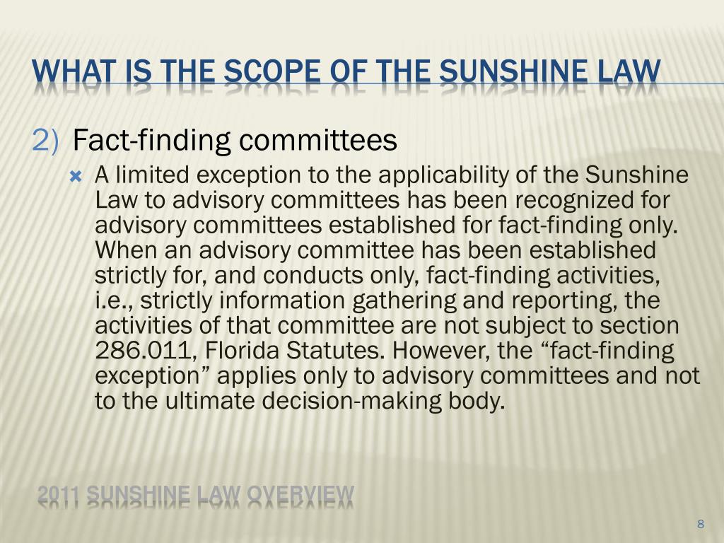 PPT - The Sunshine law and open government resources for Florida's city ...
