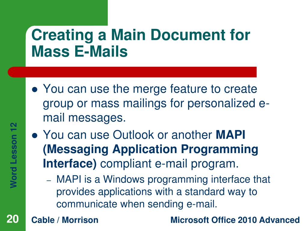 PPT - Word Lesson 12 Creating Mail Merge Documents PowerPoint ... PPT - Word Lesson 12 Creating Mail Merge Documents PowerPoint ...