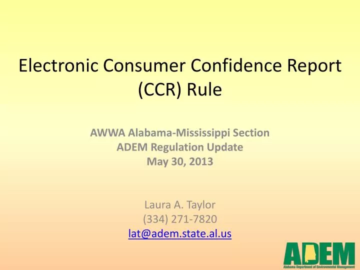 PPT - Electronic Consumer Confidence Report (CCR) Rule PowerPoint ...