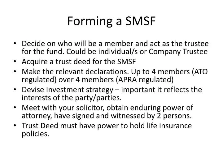PPT - Forming a SMSF PowerPoint Presentation, free download - ID:1631029