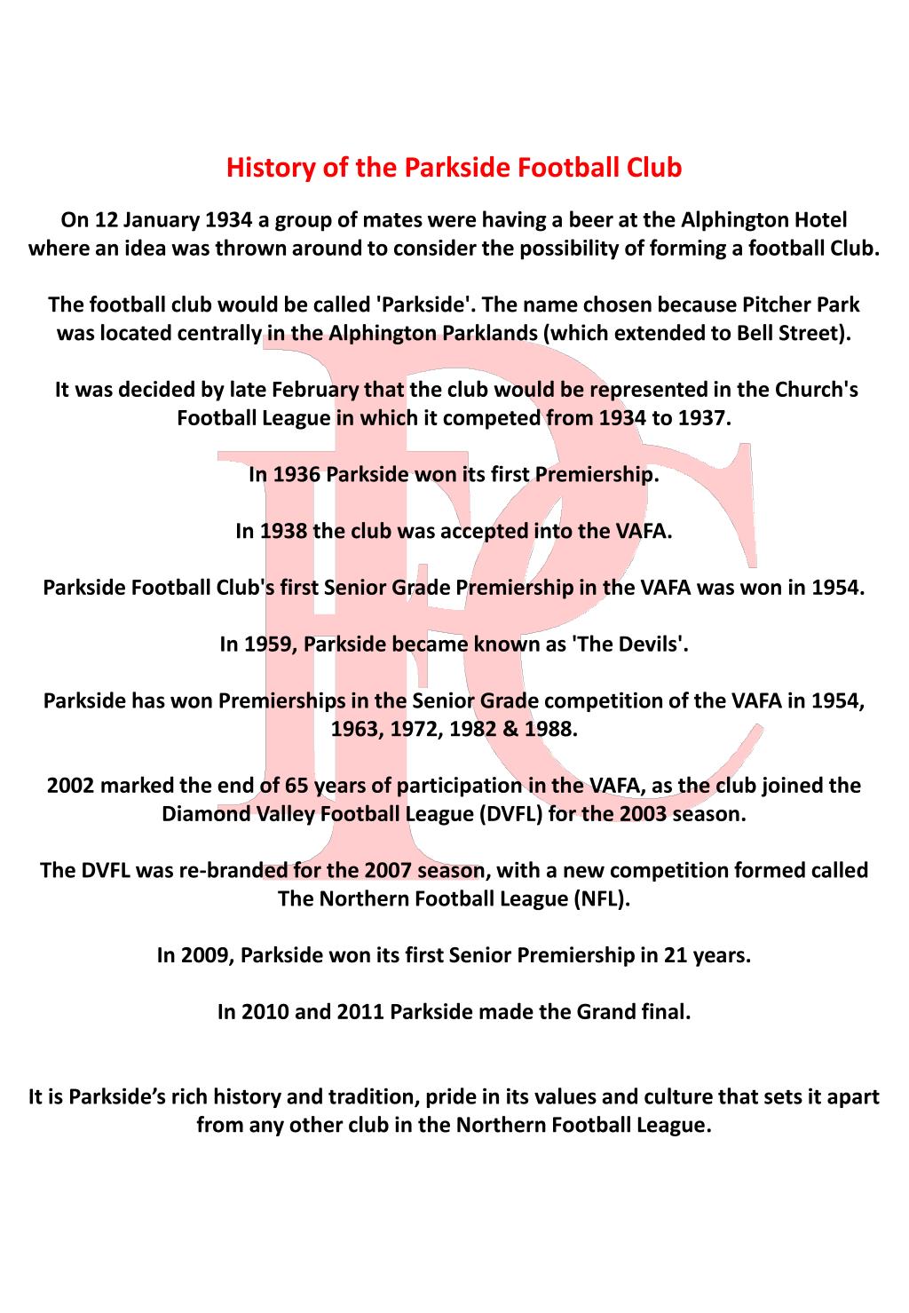 PPT - Parkside Football club 2014 Sponsorship Packages PowerPoint ...