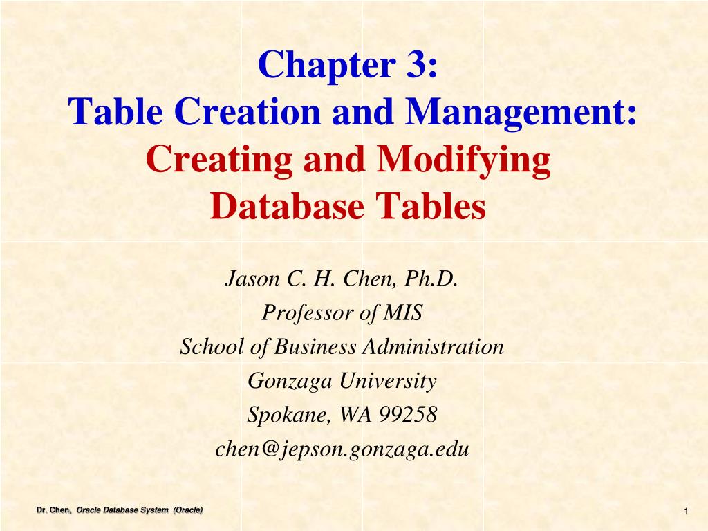 Ppt Chapter 3 Table Creation And Management Creating And Modifying Database Tables