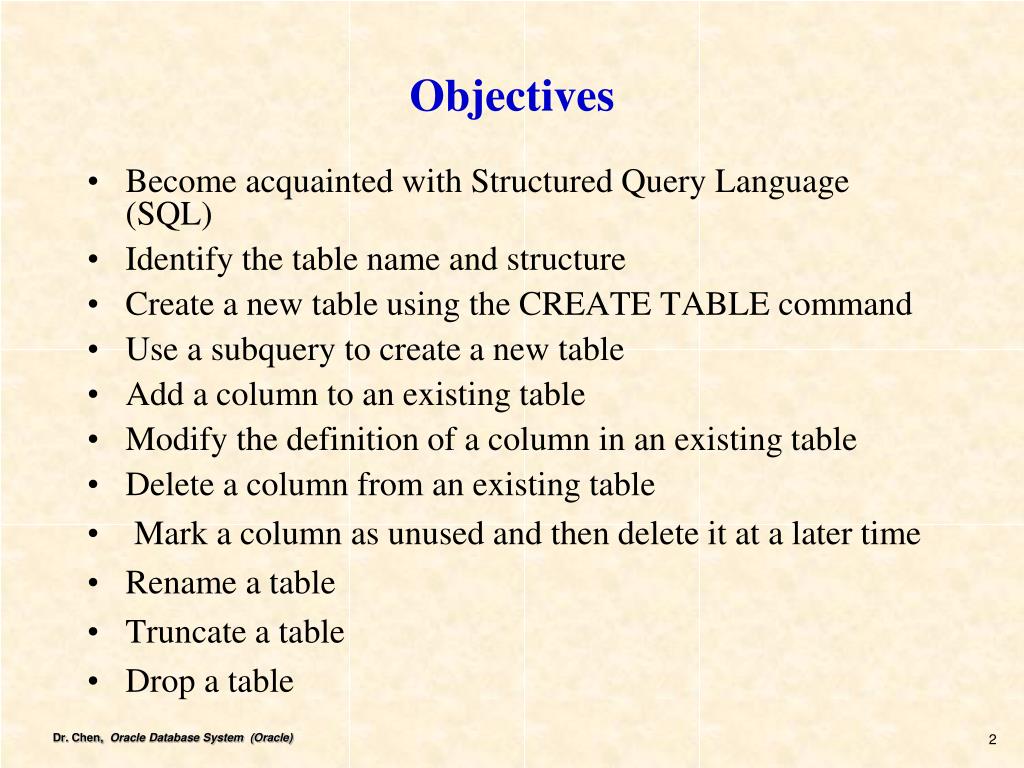Ppt Chapter 3 Table Creation And Management Creating And Modifying Database Tables 6785
