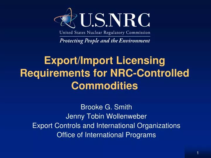 PPT - Export/Import Licensing Requirements for NRC-Controlled ...