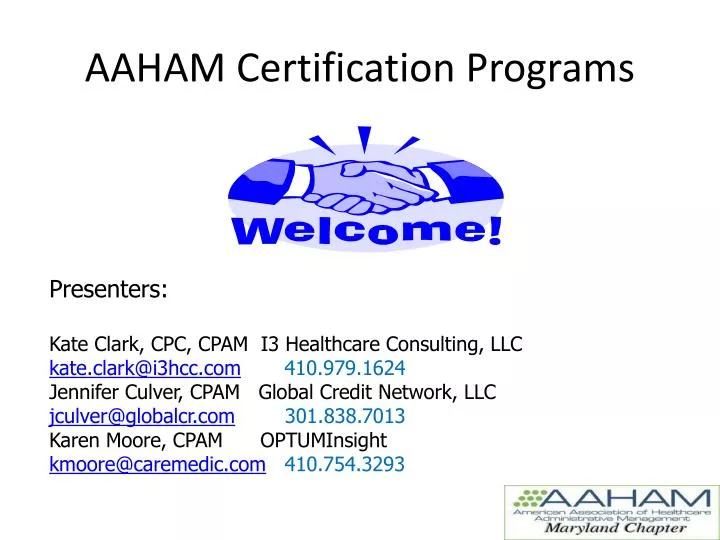 PPT - AAHAM Certification Programs PowerPoint Presentation, free ...