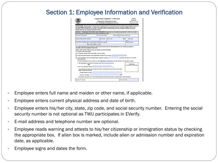 PPT - Employment Eligibility Verification for New Hires (Form I-9 ...