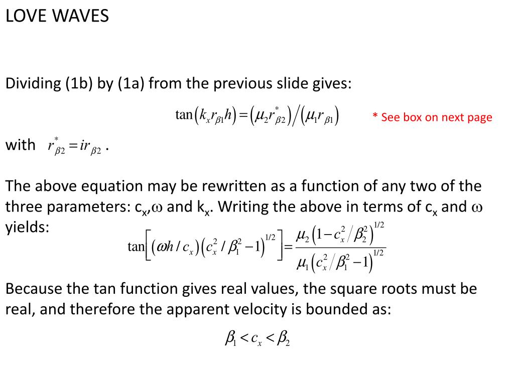 PPT - Earthquake Seismology: Rayleigh waves Love waves Dispersion ...