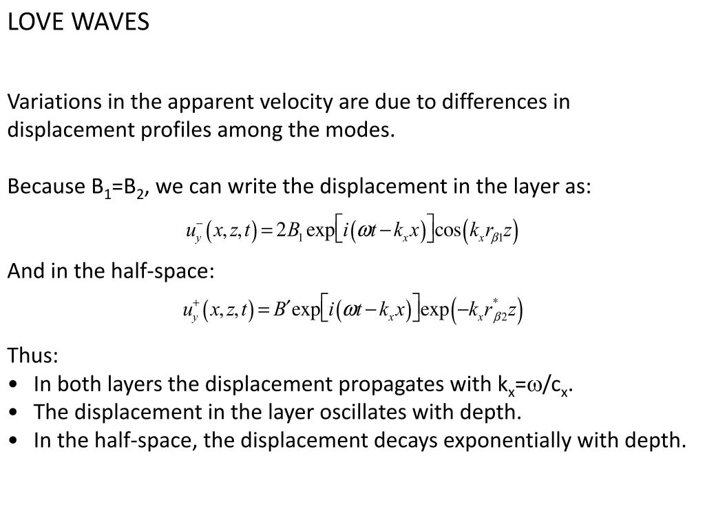 PPT - Earthquake Seismology: Rayleigh waves Love waves Dispersion ...
