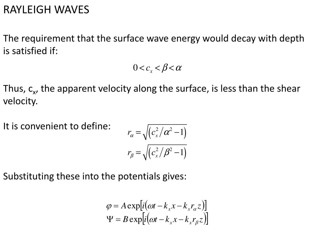 PPT - Earthquake Seismology: Rayleigh waves Love waves Dispersion ...