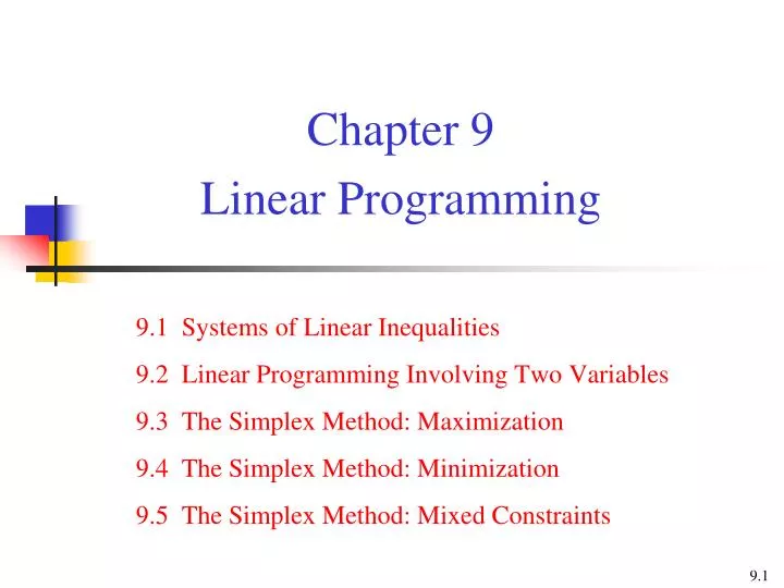 Ppt Chapter 9 Linear Programming Powerpoint Presentation Free Download Id 1633719