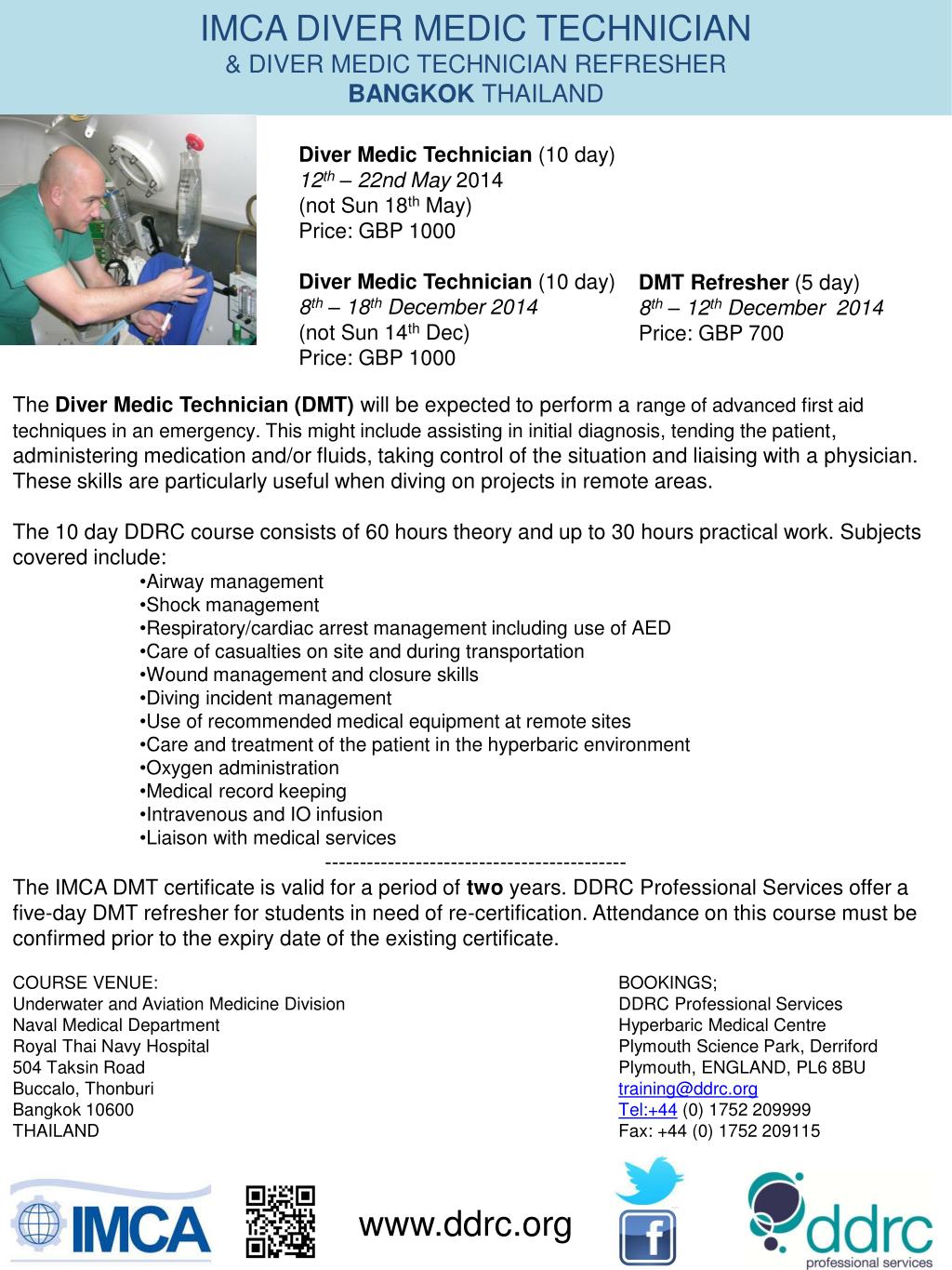 PPT - IMCA DIVER MEDIC TECHNICIAN & DIVER MEDIC TECHNICIAN REFRESHER ...