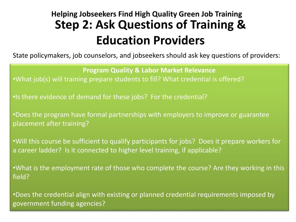 PPT - Green Jobs: US Department of Labor Employment and Training ...