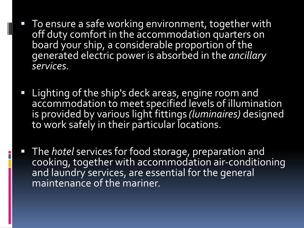 PPT - Ancillary Electrical Services : Ship’s Lighting and Maintenance ...