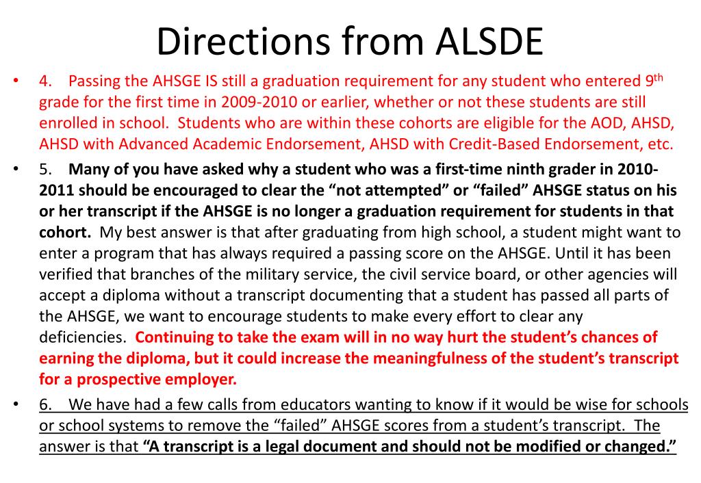 PPT - Alabama High School Graduation Exam Building Test Coordinator ...